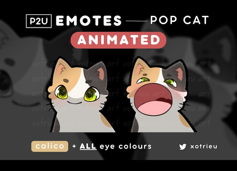 Animated Pop Cat Emote - Cute Chibi Cat - Kawaii - Neko, Kitty | Gaming ...