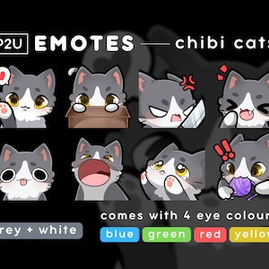 Cute Cat Emote Pack Set - Chibi Cat - Kawaii - Neko, Kitty | Gaming ...