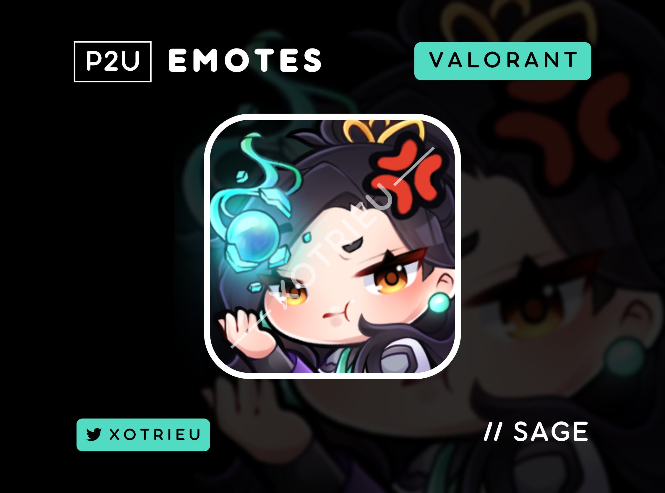 Valorant Sage - Cute Sage Chibi Emote - Kawaii | Gaming Twitch Discord ...