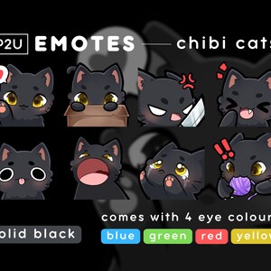 Cute Cat Emote Pack Set - Chibi Cat - Kawaii - Neko, Kitty | Gaming ...