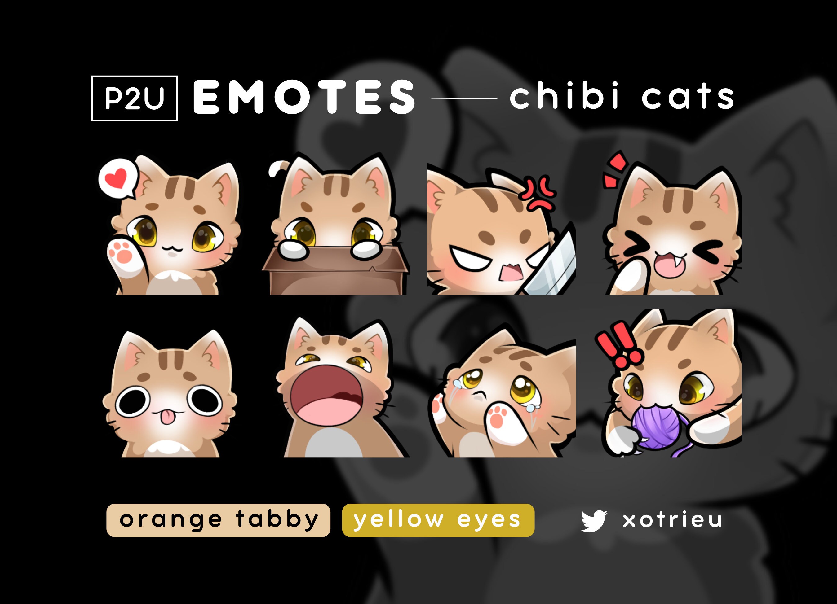 Cute Cat Emote Pack Set Chibi Cat Kawaii Neko Kitty - Etsy Canada