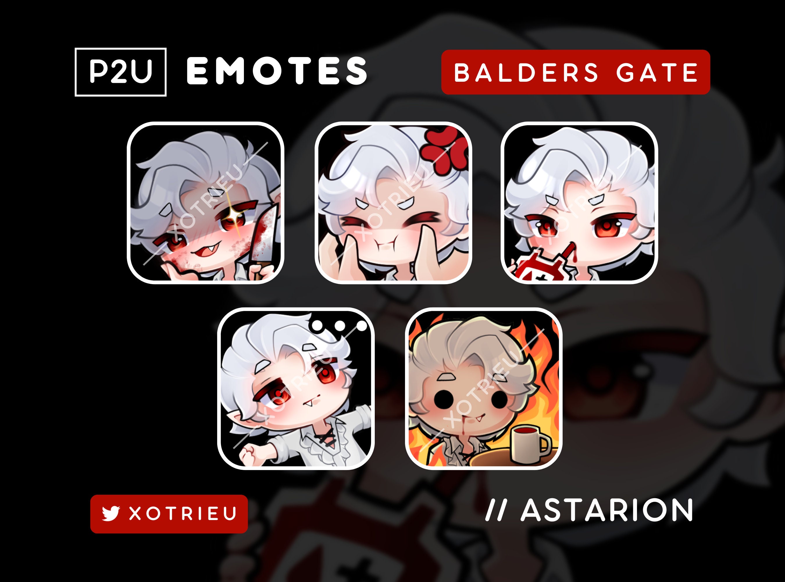 Balders Gate Emote Pack Set Cute Astarion Chibi Emote Kawaii Gaming ...