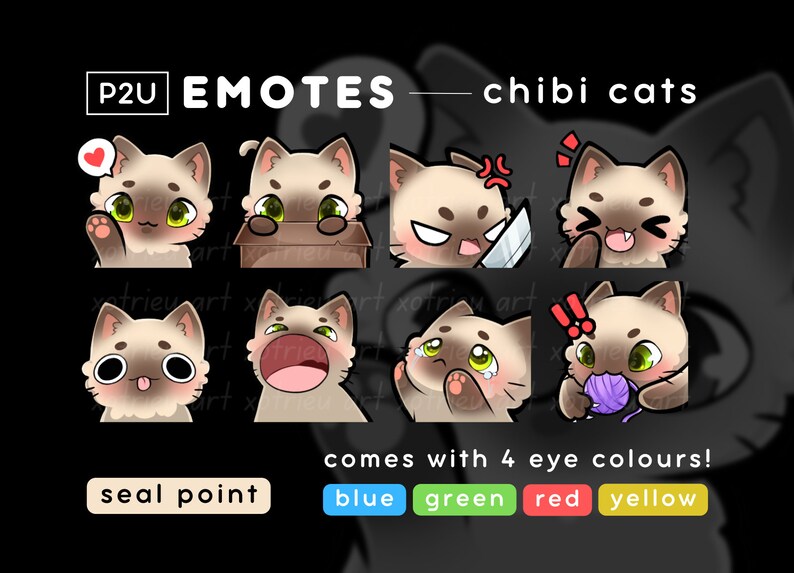Cute Cat Emote Pack Set - Chibi Cat - Kawaii - Neko, Kitty | Gaming ...