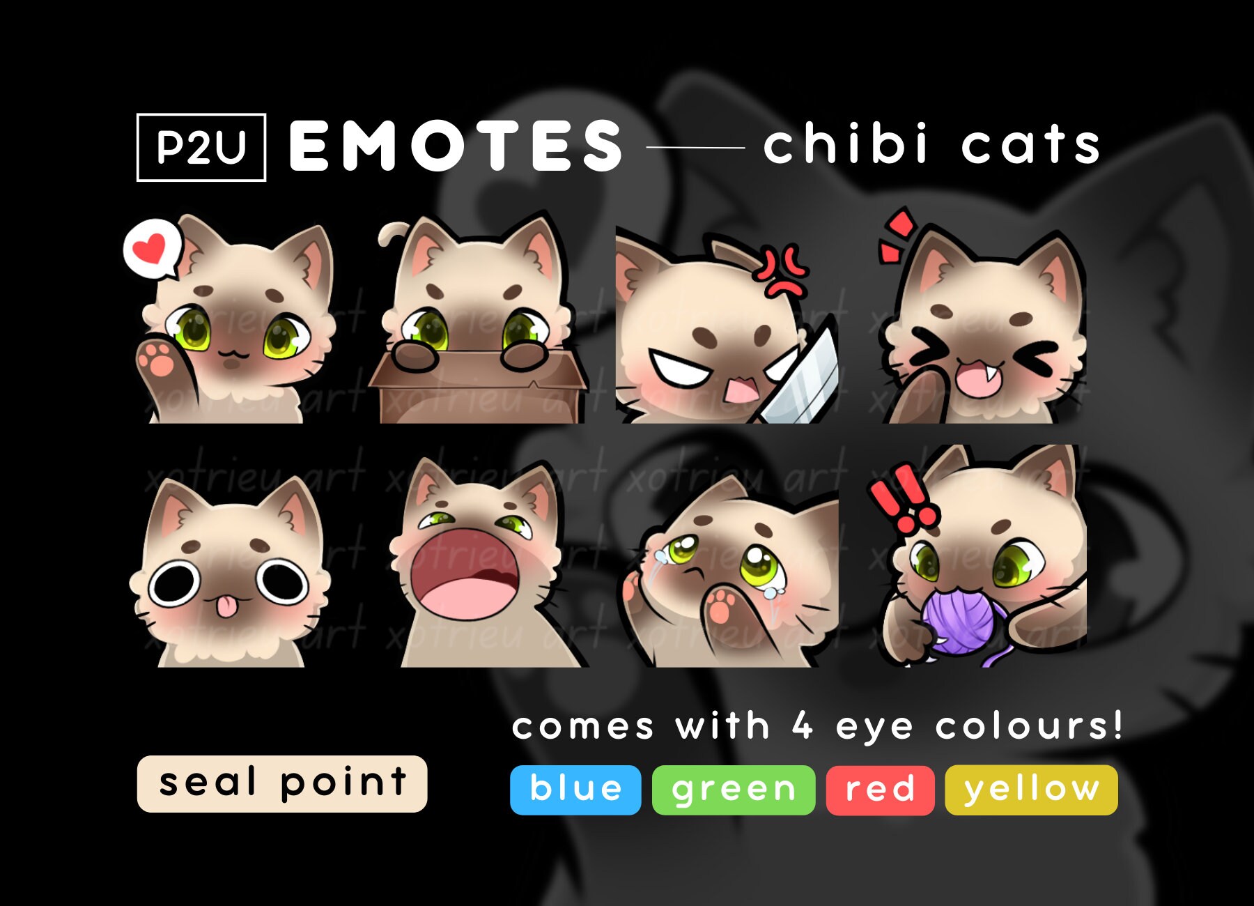 Cute Cat Emote Pack Set - Chibi Cat - Kawaii - Neko, Kitty | Gaming ...