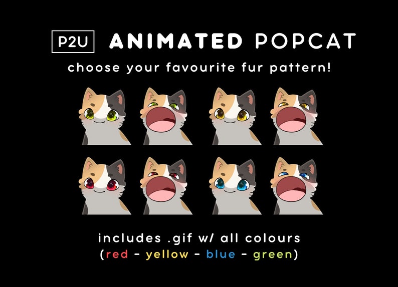 Animated Pop Cat Emote - Cute Chibi Cat - Kawaii - Neko, Kitty | Gaming ...