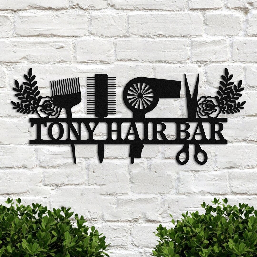 Personalized Metal Hair Stylist Name Sign, Custom Hairstylist Business ...