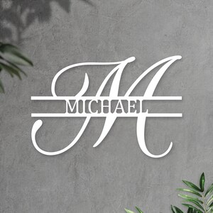 Personalized Metal Family Name Sign, Custom Metal Monogram Split ...