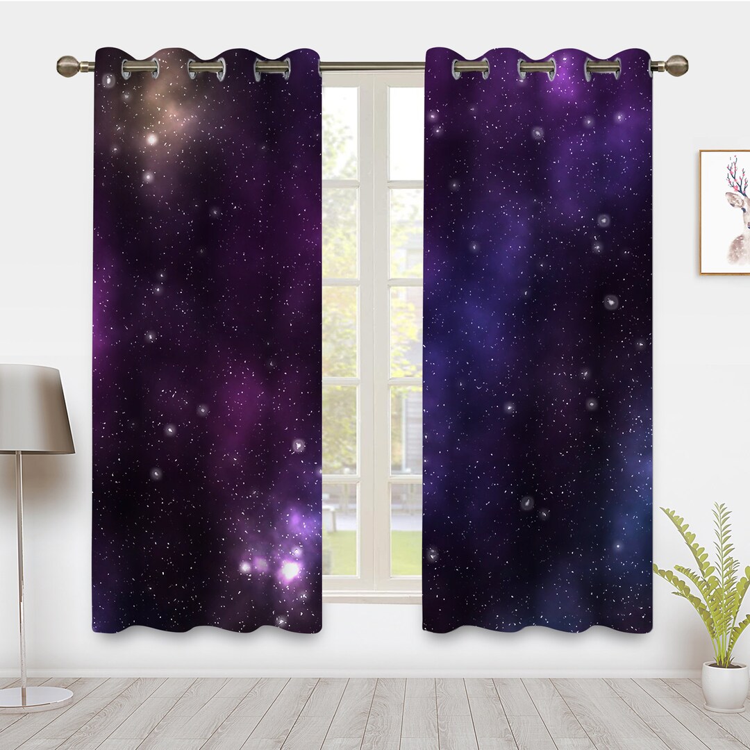 Nebula Window Curtain Space Galaxy Drapes Universe Blue Psychedelic ...