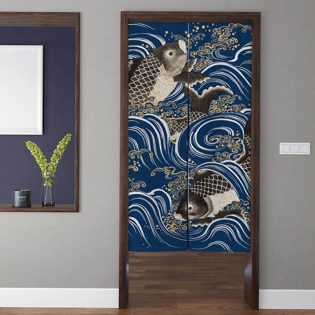 Japanese Style Art Noren Door Curtains, Modern Minimalist Carp the ...