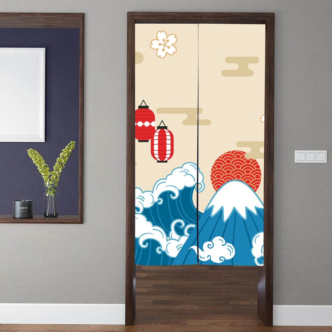 Japanese Style Art Noren Door Curtains Modern Minimalist Kanagawa Wave ...