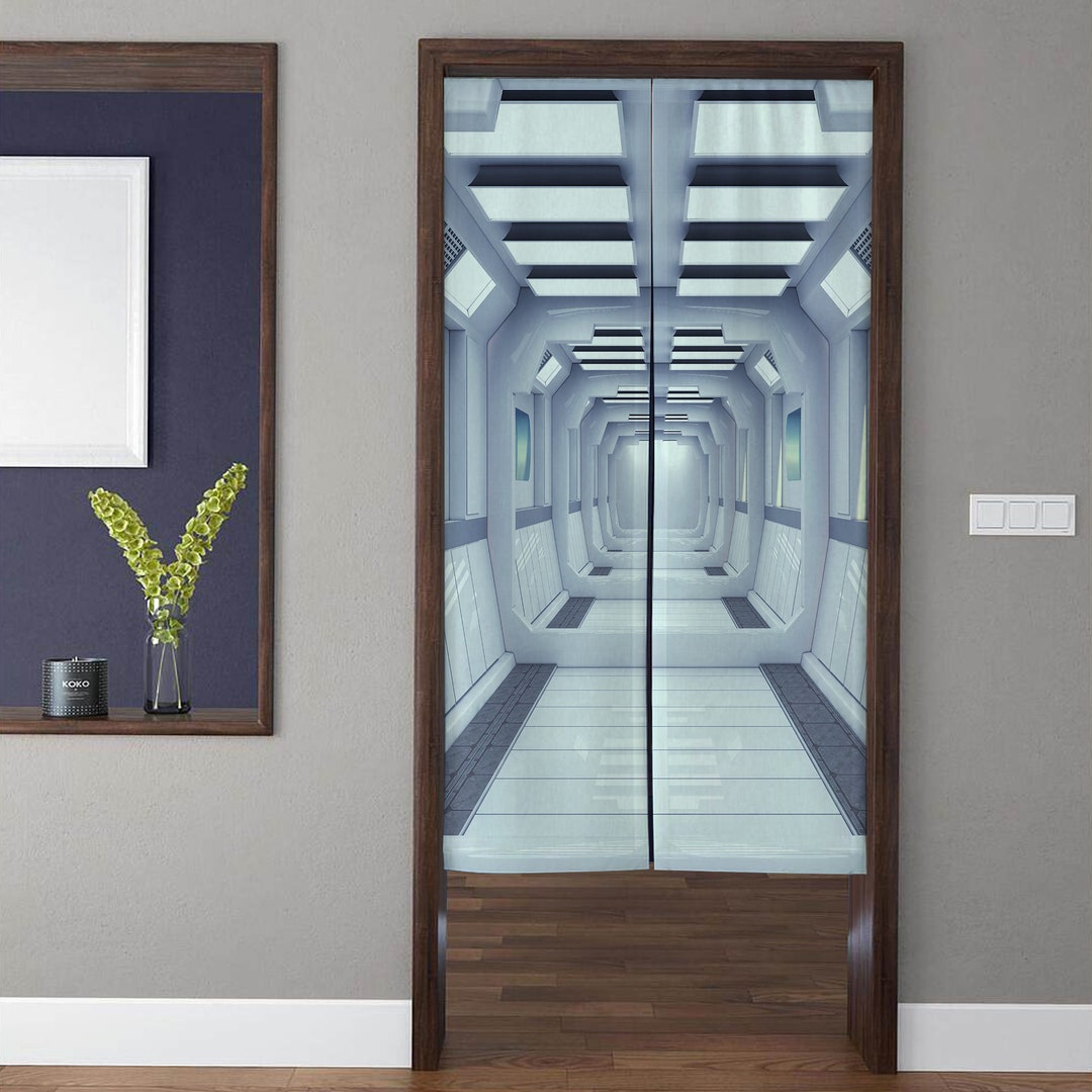 Outer Space Art Noren Beautiful Door Curtain, White Space Capsule ...