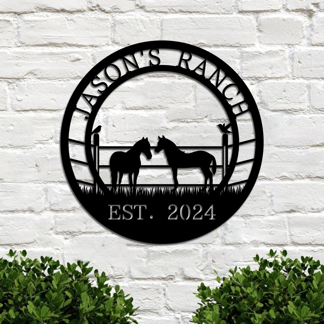 Custom Horse Ranch Name Metal Sign, Personalized Grange Sign, Metal ...