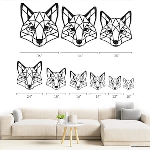 Cute Fox Metal Sign, Metal Geometric Fox Art Sign, Fox Metal Wall Decor ...