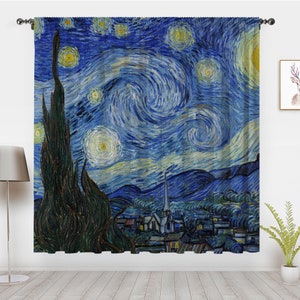 The Starry Night Window Curtain Vincent Van Gogh Starry Night Over ...