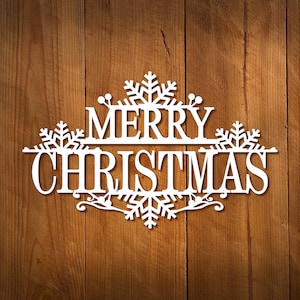 Merry Christmas Metal Sign,minimalit Snowflake Text Sign Metal Wall Art ...