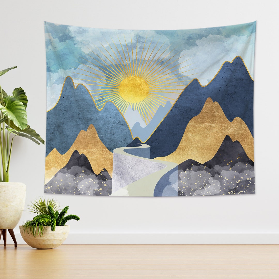 Mountains Tapestry Golden Rivers Tapestry Sunlight Tapestry Nature ...