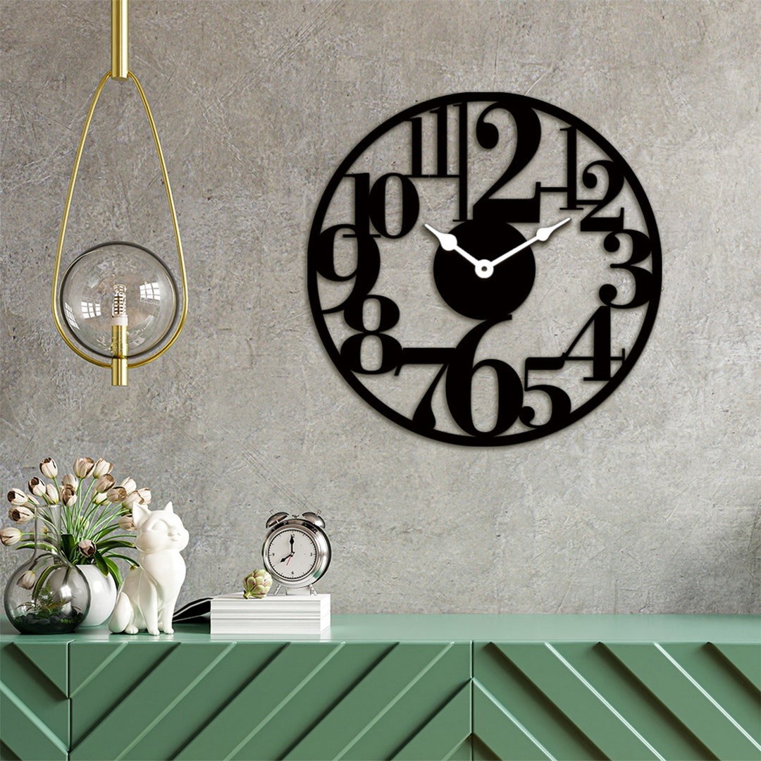 Silent Metal Large Wall Clock Vintage Artistic Number Metal Wall Art ...