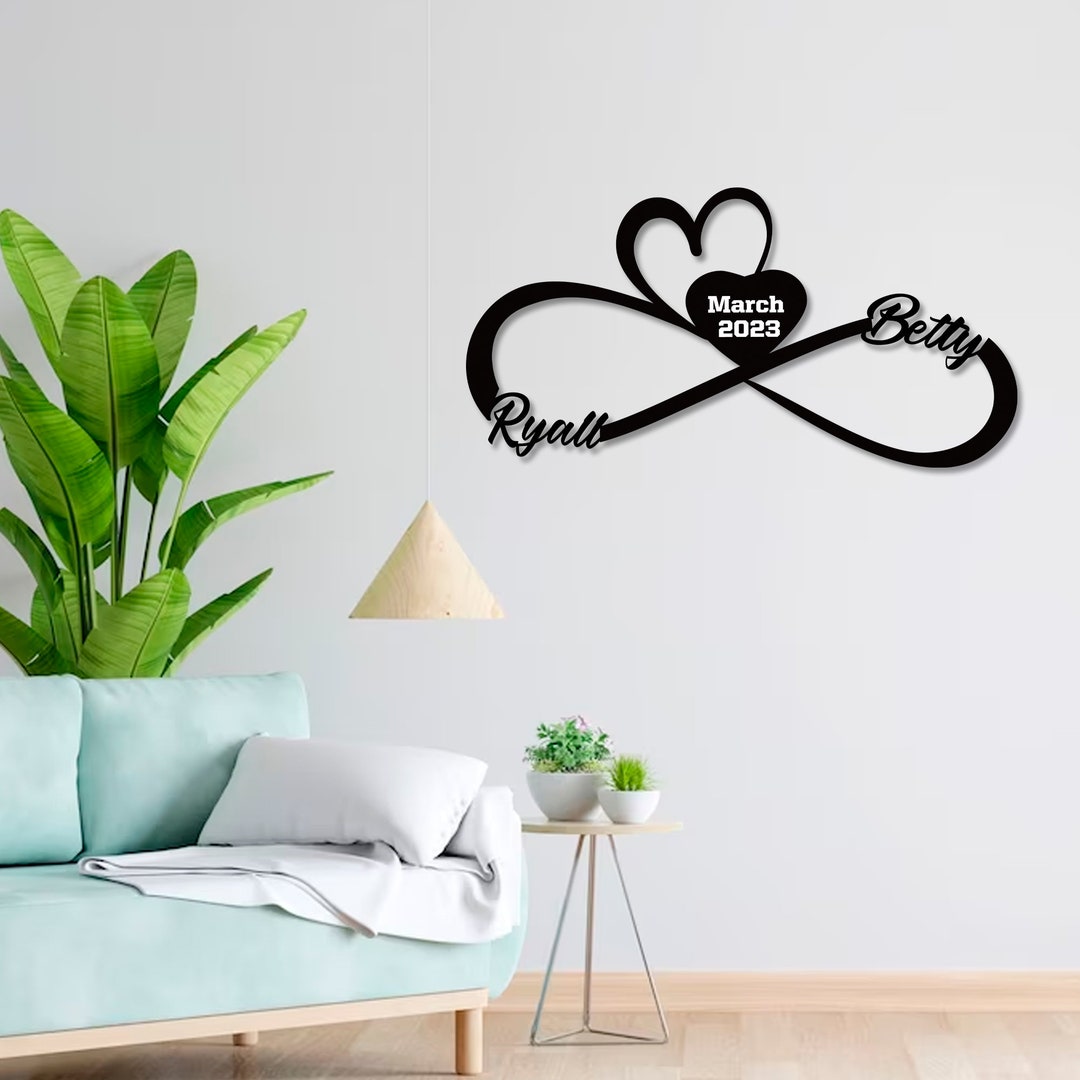 Custom Names Infinity Symbol Metal Sign With Heart, Personalized Year ...