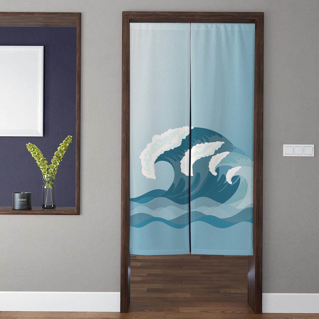 Japanese-style Art Noren Door Curtain Modern Minimalist Ocean Waves ...
