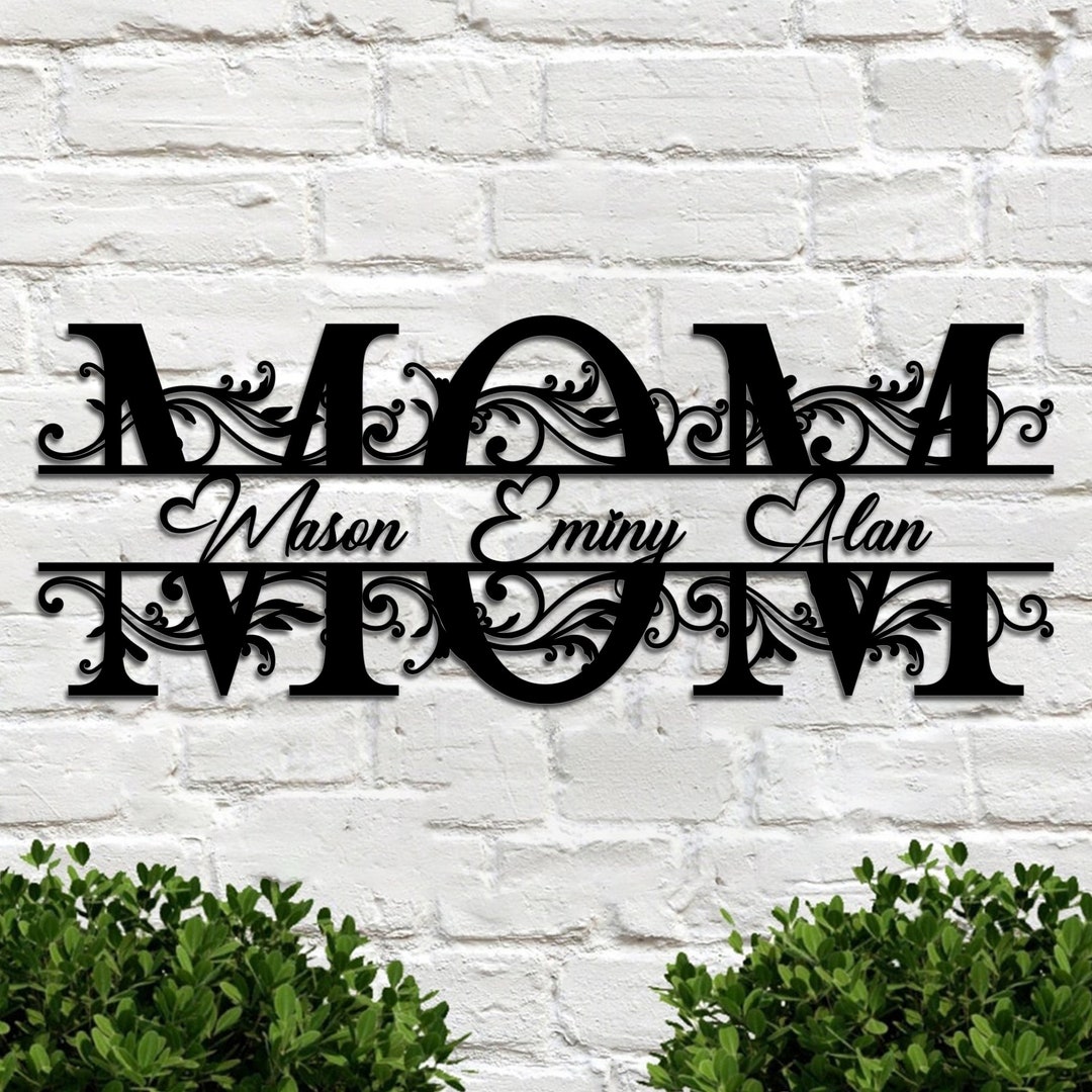Personalized Mother's Day Metal Sign, Custom Family Name Metal Monogram ...