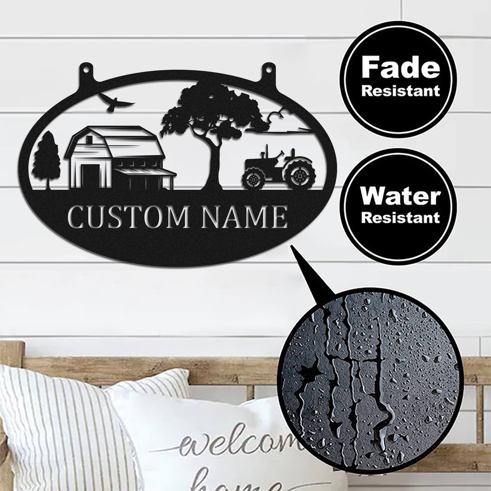 Custom Metal Farm Sign, Personalized Farmhouse Name Metal Sign Decor ...