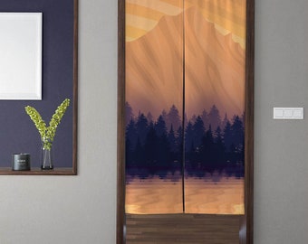 Bohemian Style Art Noren Door Curtain Watercolor Sunset - Etsy