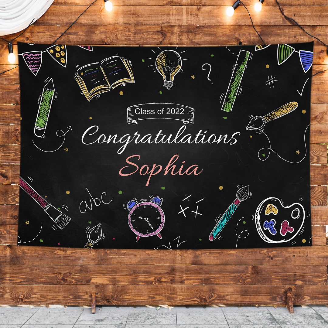 Graffiti Graduation Party Backdrop Wall Congrats Grad Cartoon Banner ...