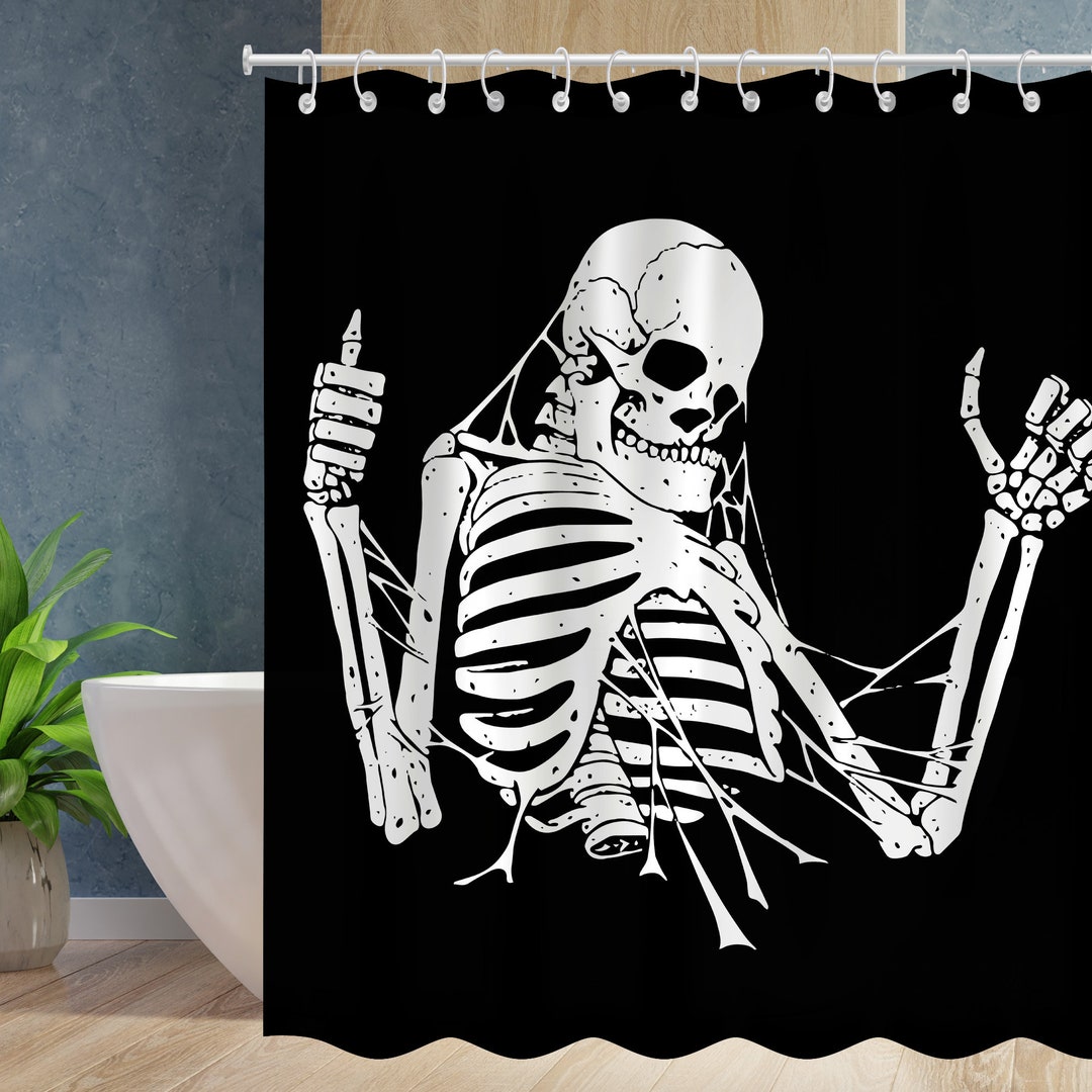 Skeleton Shower Curtain/skull Day of Dead on Black Shower Curtains ...