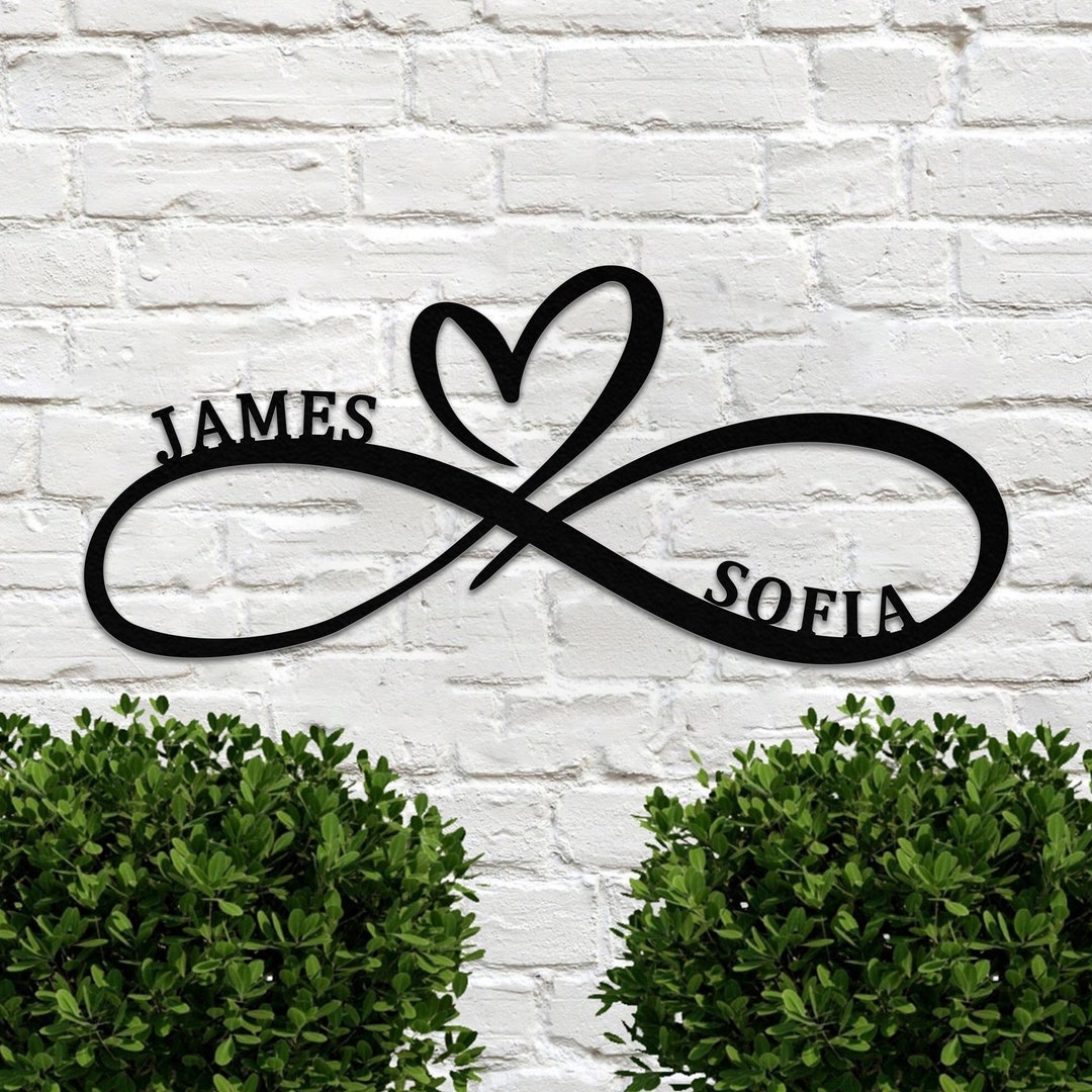 Custom Infinity Symbol Love Metal Sign With Heart and Personalized ...