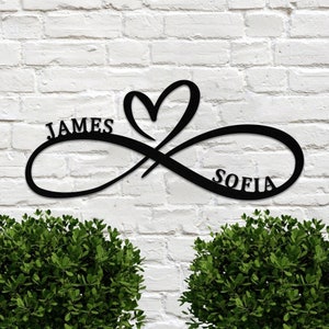 Custom Infinity Symbol Love Metal Sign With Heart and Personalized ...
