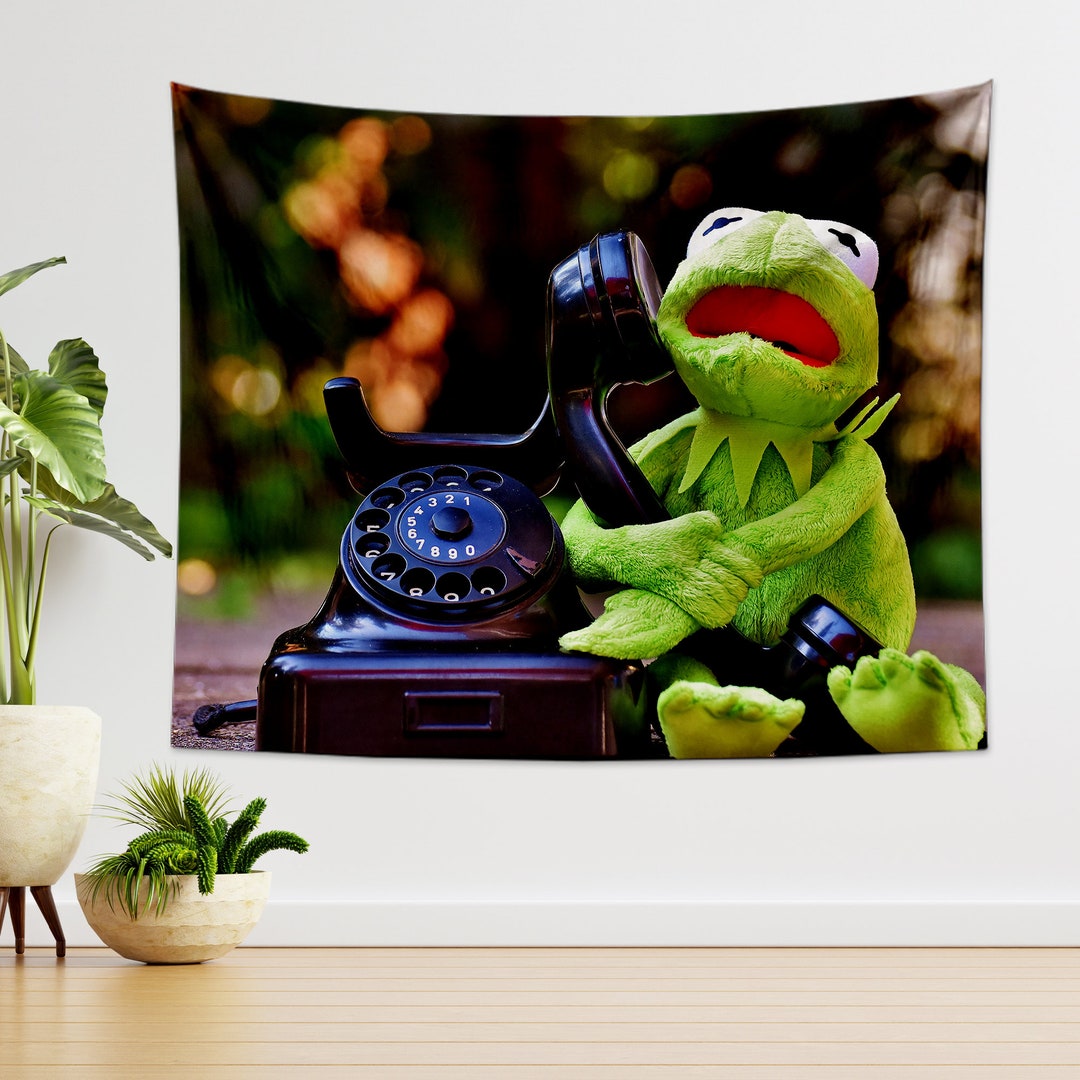 Kermit Frog Tapestry Kermit Phone Frog Tapestry Funny Tapestry Decor ...