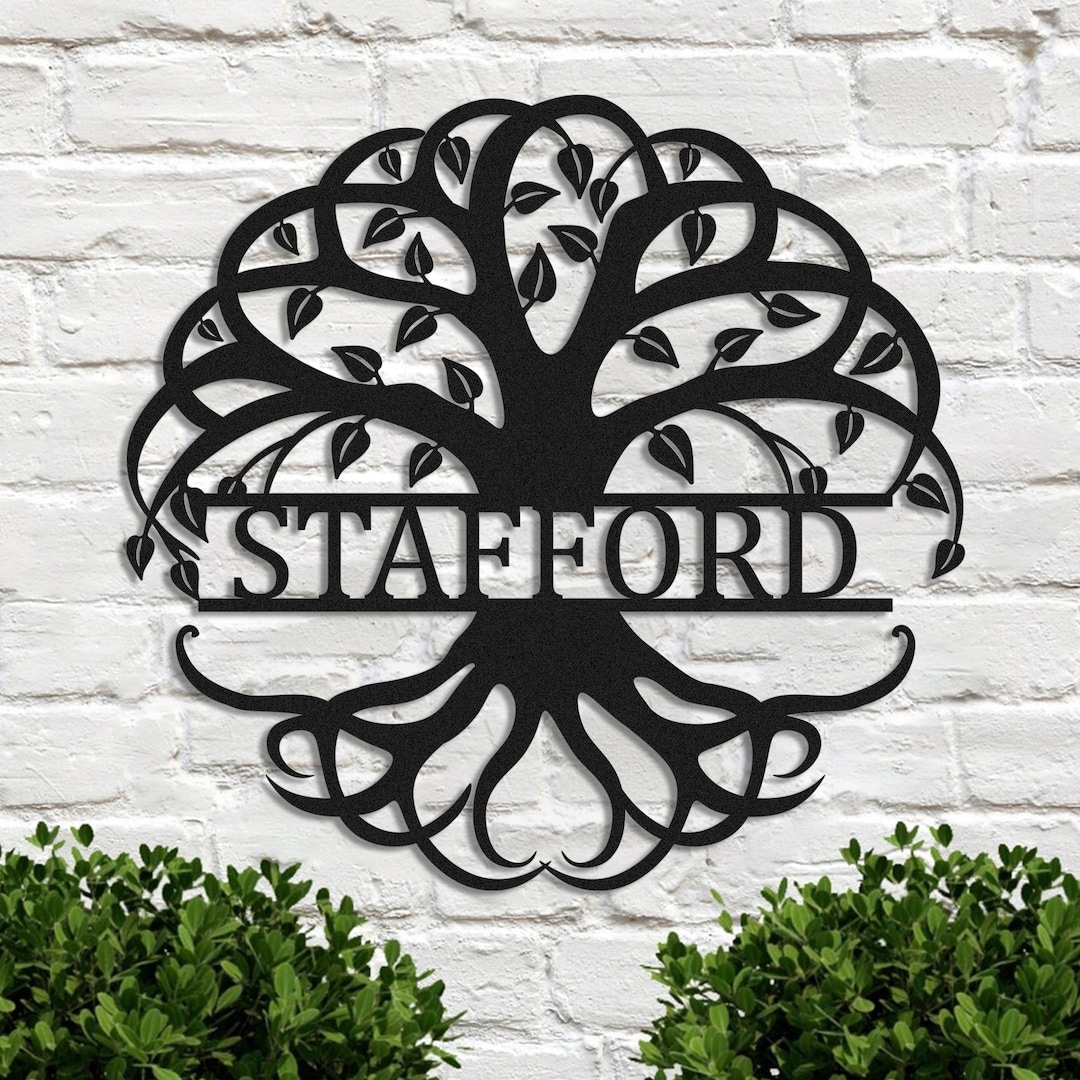 Personalized Tree of Life Metal Sign Custom Metal Family Last Name Tree ...