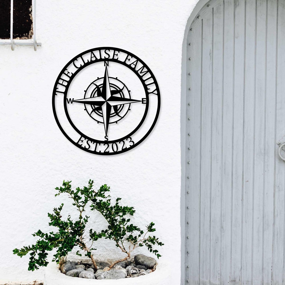 Custom Family Name Nautical Metal Sign Personalized Vintage Rose ...