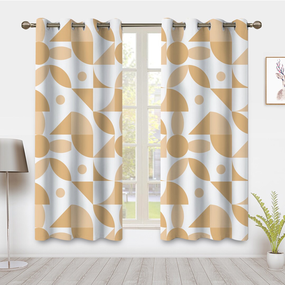 Modern Minimalist Geometric Pattern Window Curtains, Diamond Lines ...