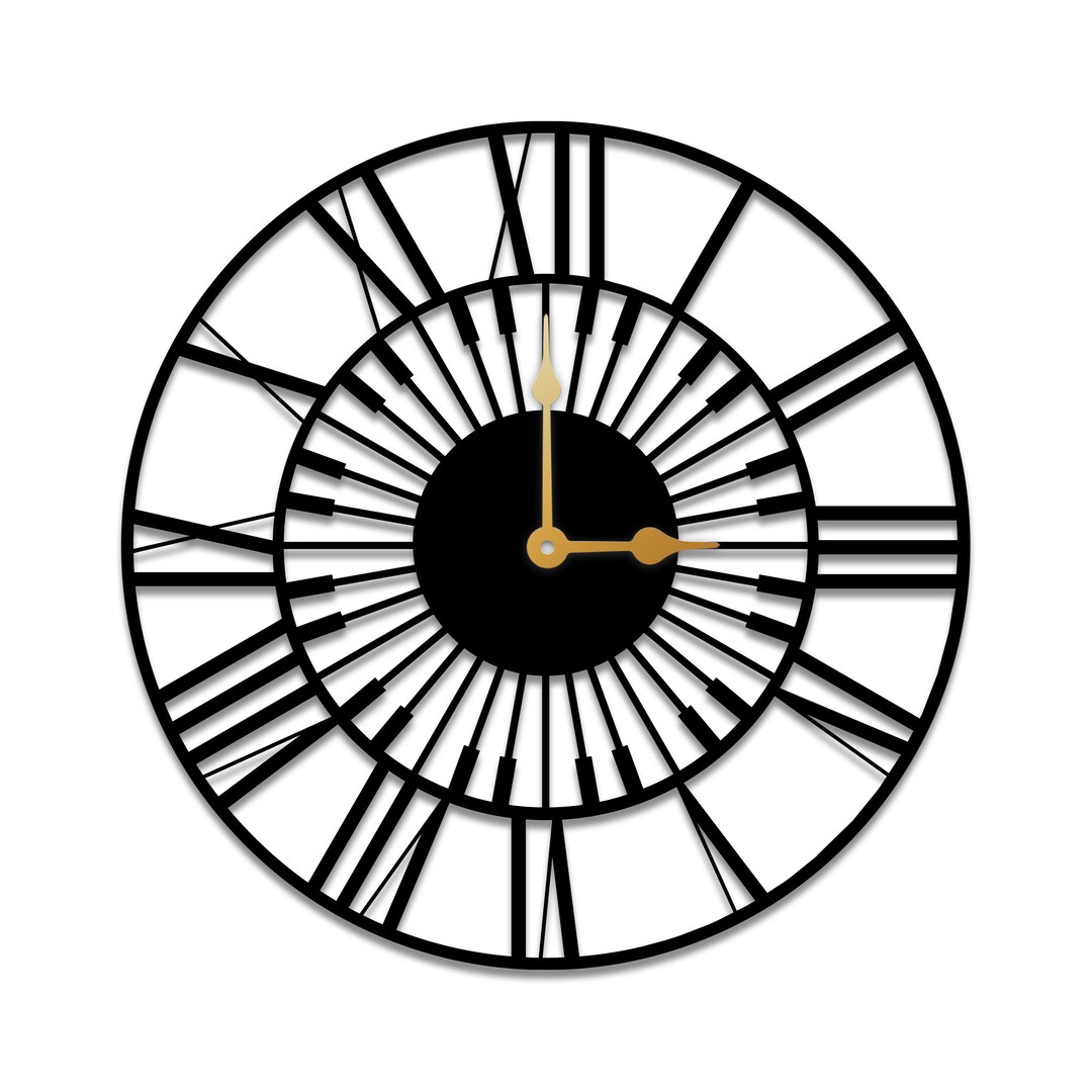 Silent Metal Large Wall Clock,vintage Roman Numerals Metal Wall Art,for ...