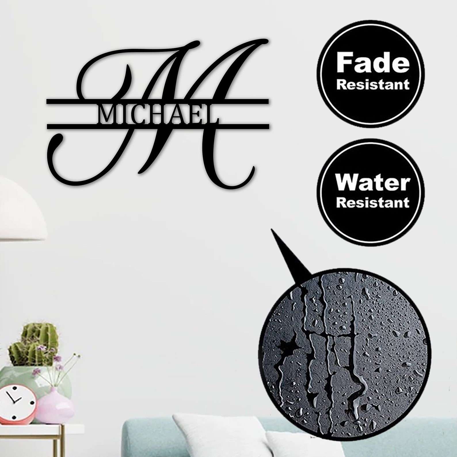 Personalized Metal Family Name Sign, Custom Metal Monogram Split ...