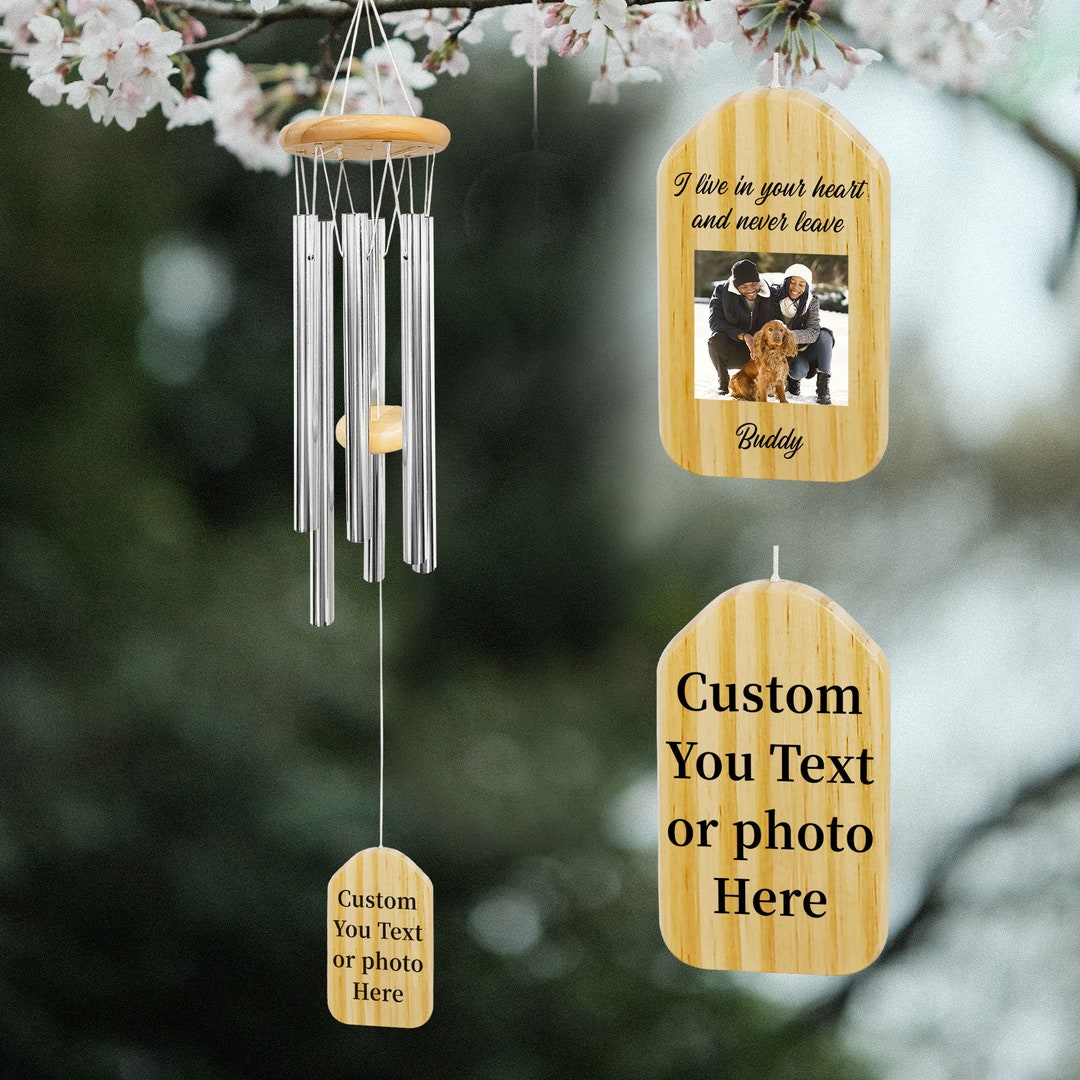 Custom Text Picture Wind Chimes, Personalized Pet Memorial Gift Chimes ...
