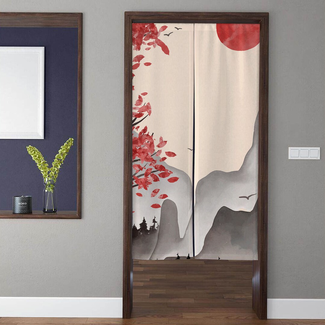 Japanese-style Art Noren Door Curtains, Modern Minimalistic Valley ...