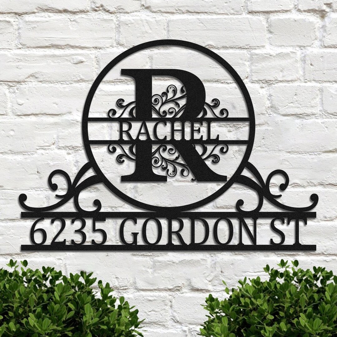 Personalized Metal Monogram Address Sign: Custom House Number Plaque - Etsy