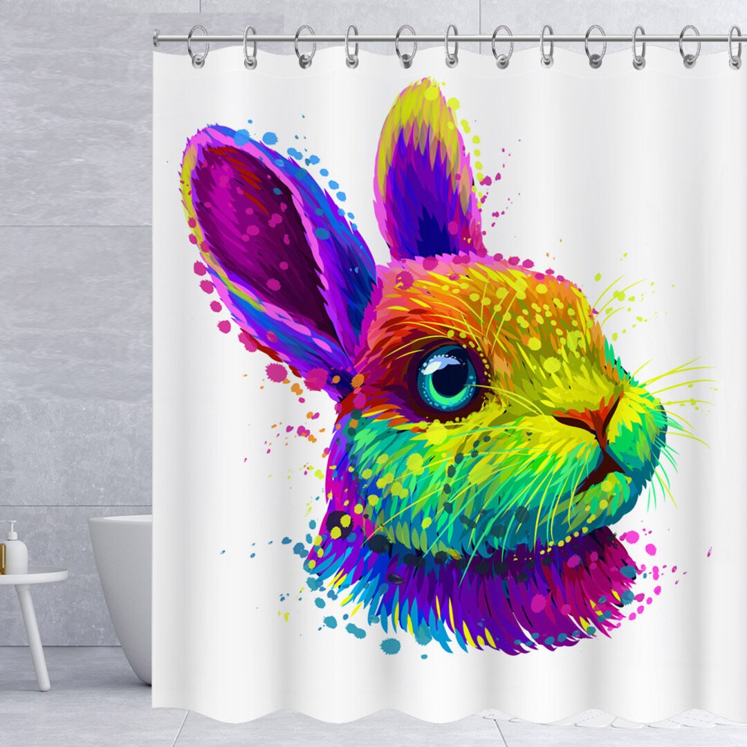 Rabbit Shower Curtain/animal Shower Curtain /coloful Shower - Etsy