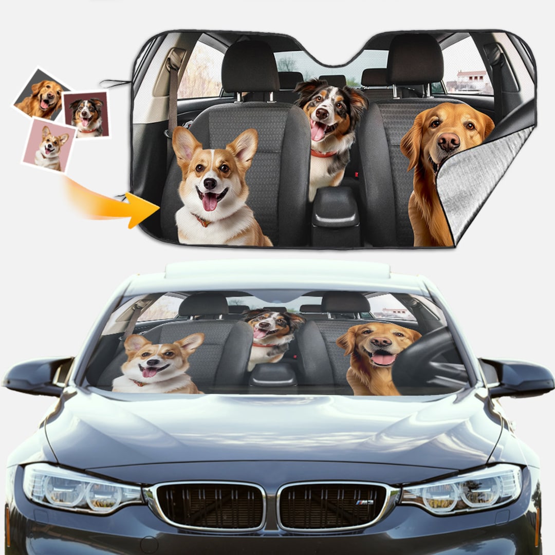 Custom Pet Photo Auto Windshield Sun Shade, Personalized Dog Picture ...
