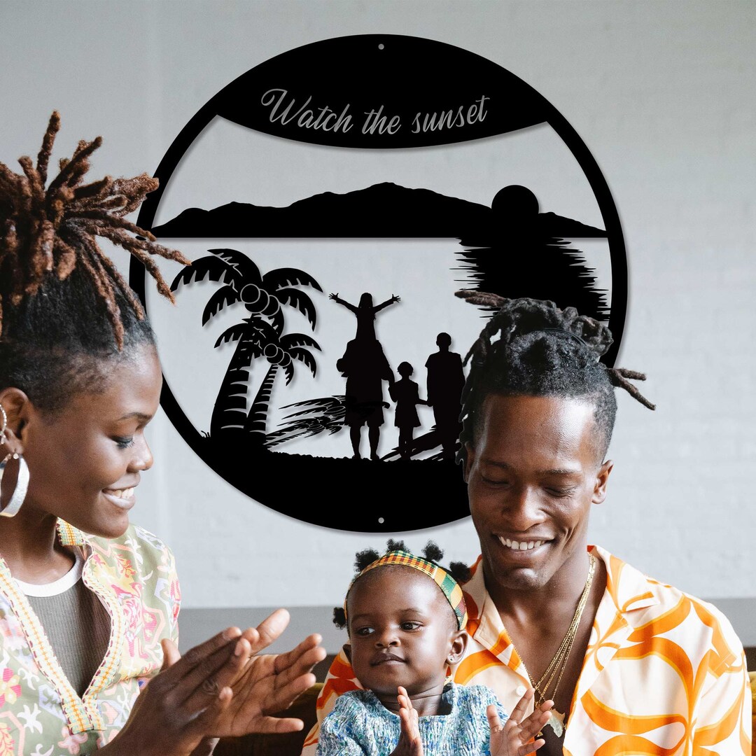 Personalized Beach Family Metal Sign, Custom Metal Palm Tree Sign ...