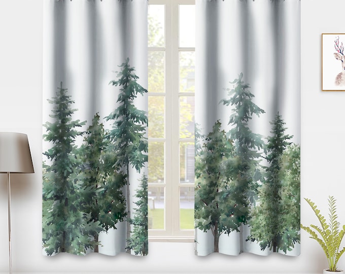 Green Botanical Leaves Window Curtain Nature Plant Leaf Drapes - Etsy