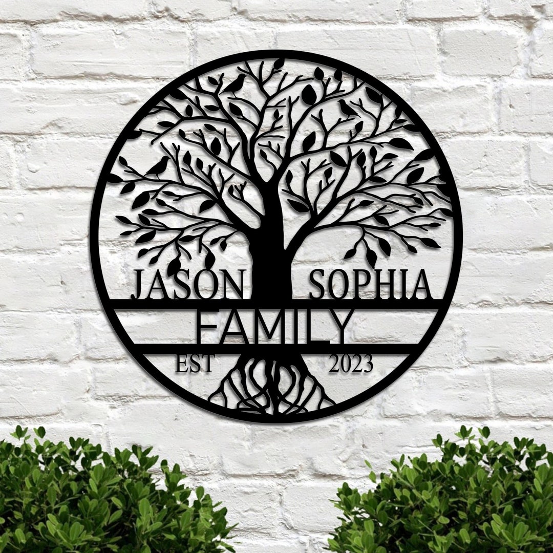 Personalized Metal Tree Sign, Tree of Life Sign, Custom Family Name ...