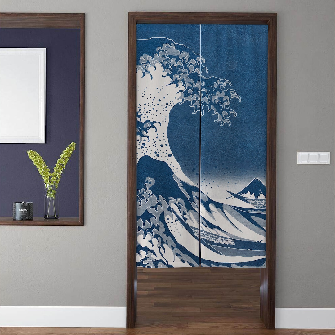 Japanese Style Art Noren Door Curtains, Modern Minimalist Kanagawa ...