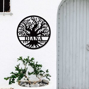 Personalized Name Metal Tree Sign, Custom Tree of Life Family Name ...