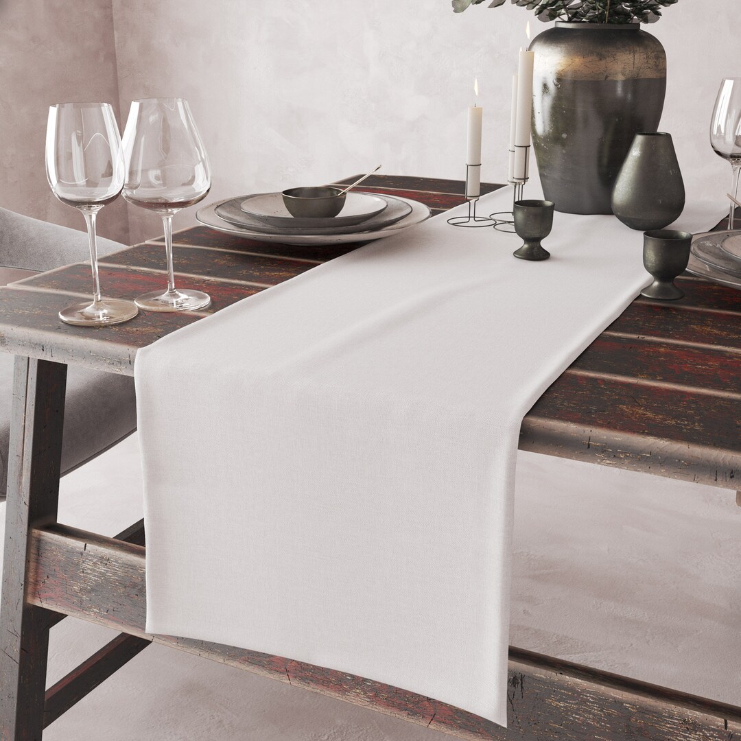 Modern Minimalism Solid Color Table Runner, White Table Throw ...