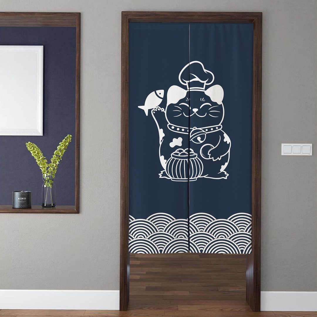 Japanese-style Art Noren Door Curtains, Modern Minimalist Lucky Cat ...