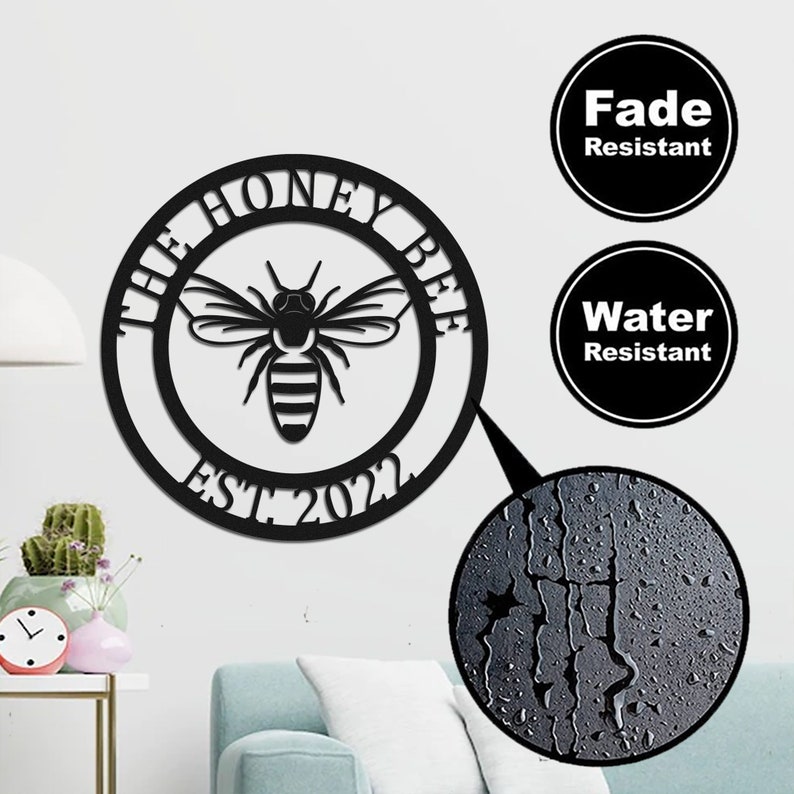 Custom Honey Bee Name Sign Personalized Metal Bee House Sign - Etsy