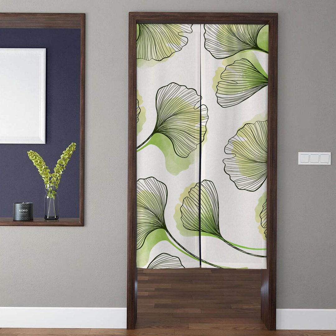 Japanese-style Noren Door Curtains, Modern Minimalist Green Plants ...